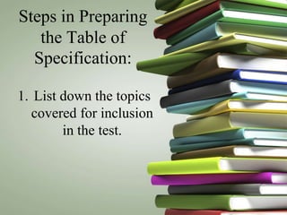 Preparing The Table of Specification | PPTX | Educational Assessment ...