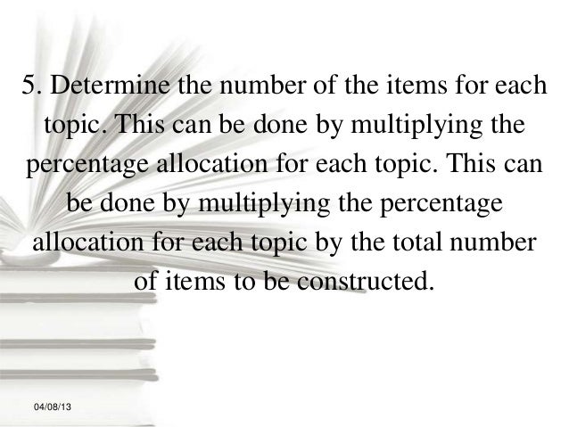 Preparing The Table of Specification