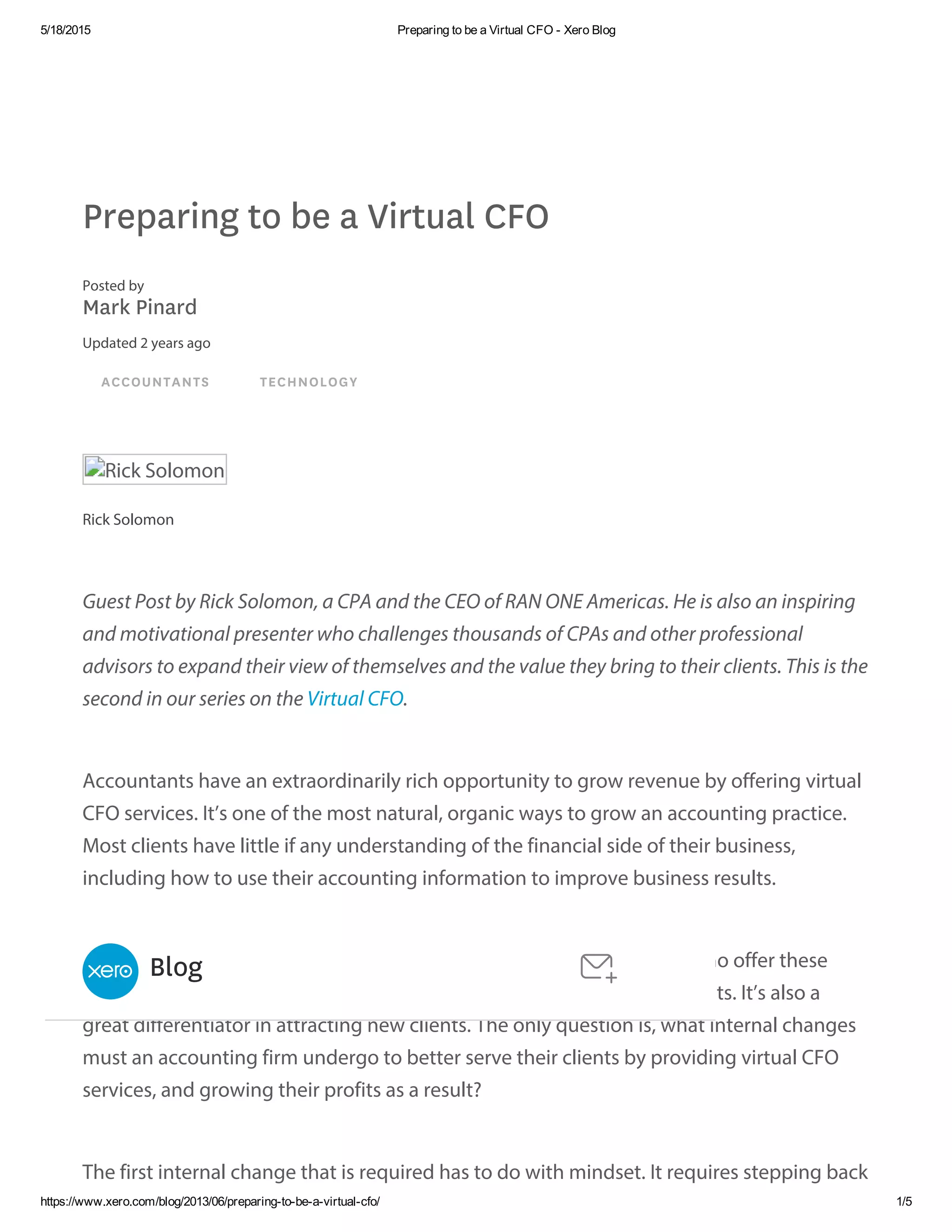 Preparing to be a virtual cfo xero blog | PDF | Resume Writing and ...