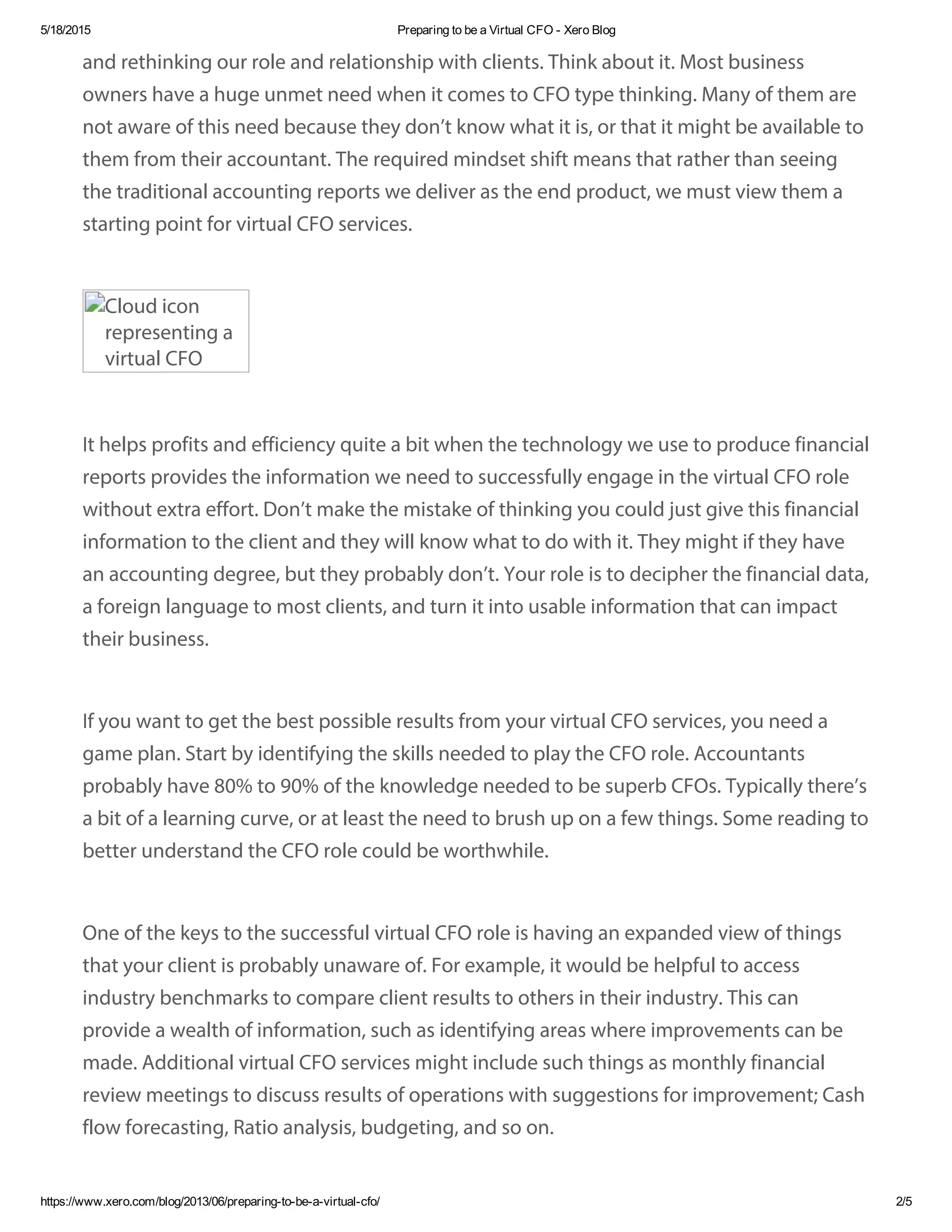 Preparing to be a virtual cfo xero blog | PDF | Resume Writing and ...