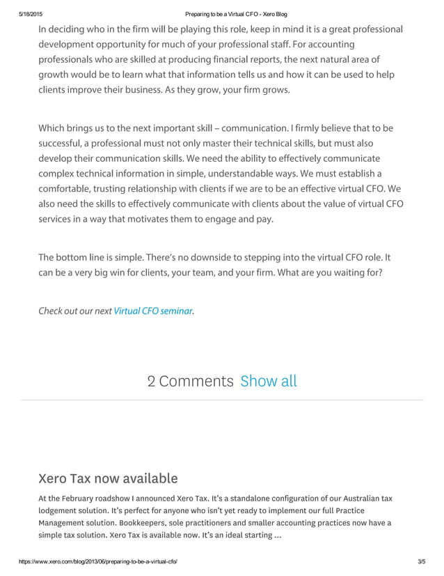 Preparing to be a virtual cfo xero blog | PDF | Resume Writing and ...