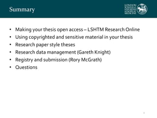 Preparing to submit your thesis at LSHTM | PPTX