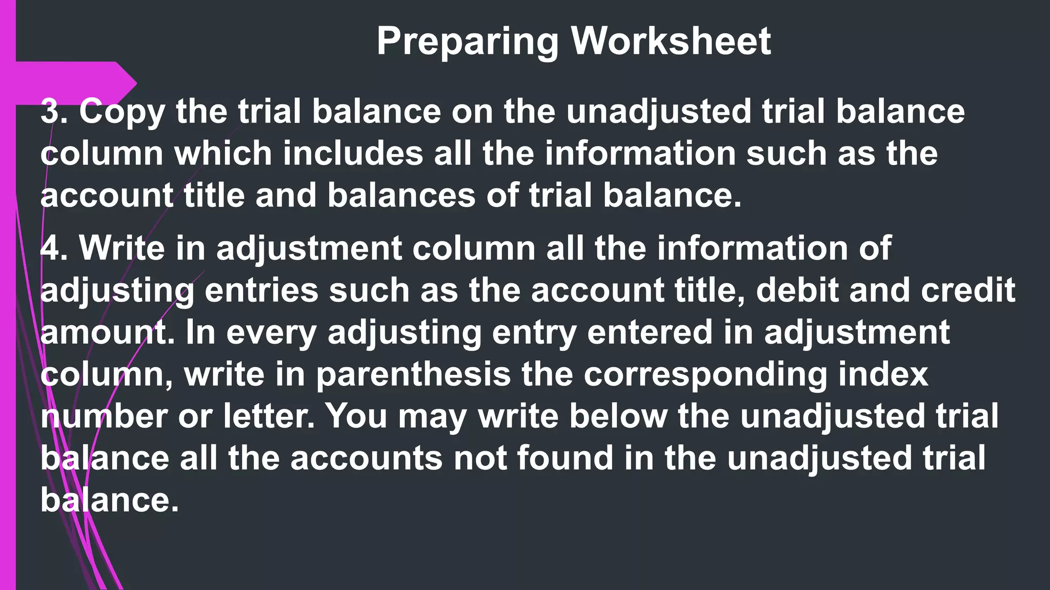 How To Prepare A Worksheet - Bookkeeping | PPTX