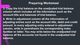 How To Prepare A Worksheet - Bookkeeping | PPTX