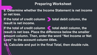 How To Prepare A Worksheet - Bookkeeping | PPTX