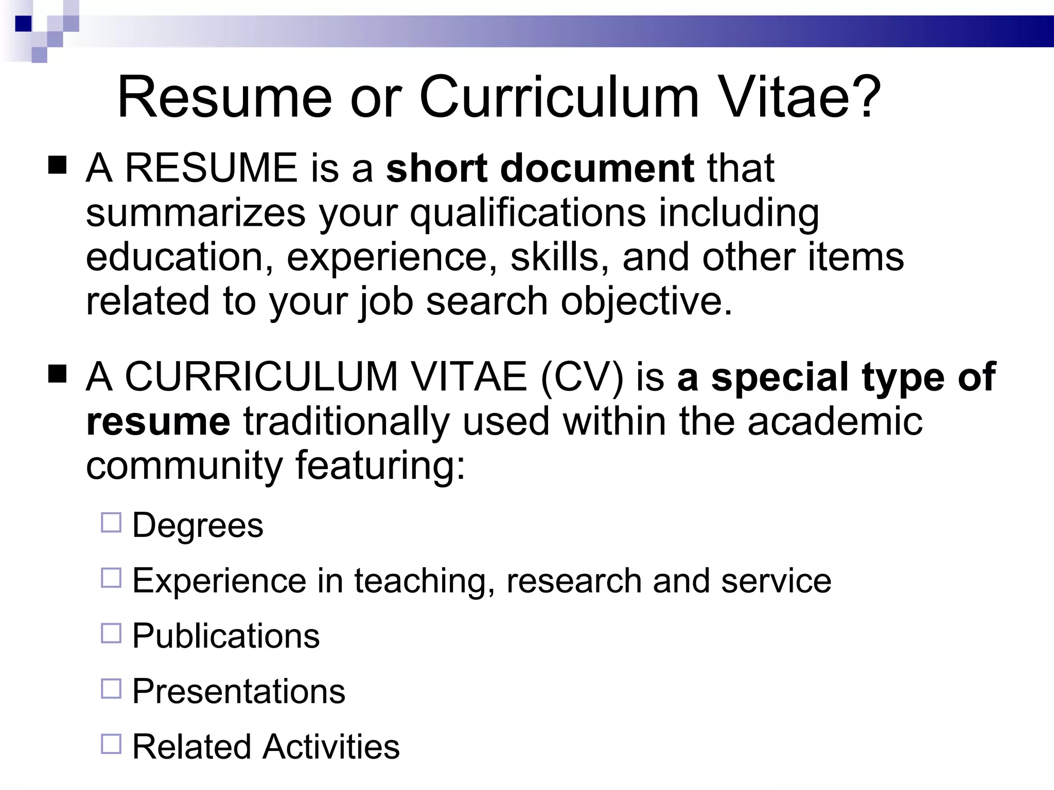 Preparing your cv | PPT