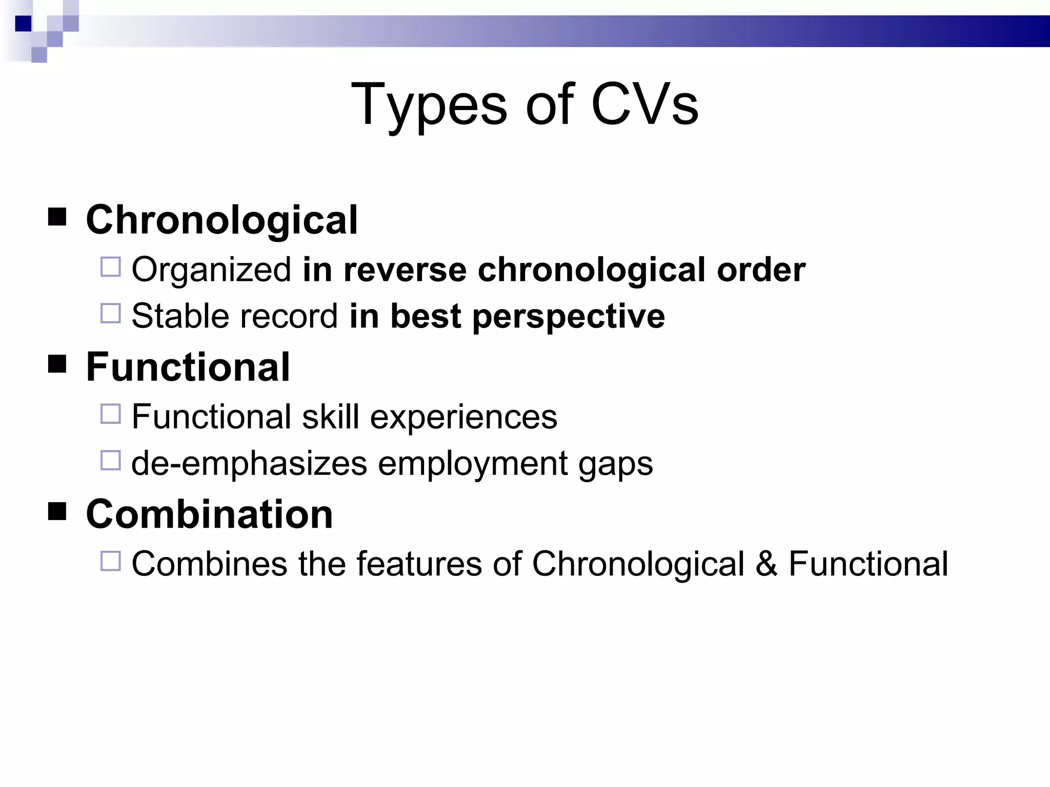 Preparing your cv | PPT