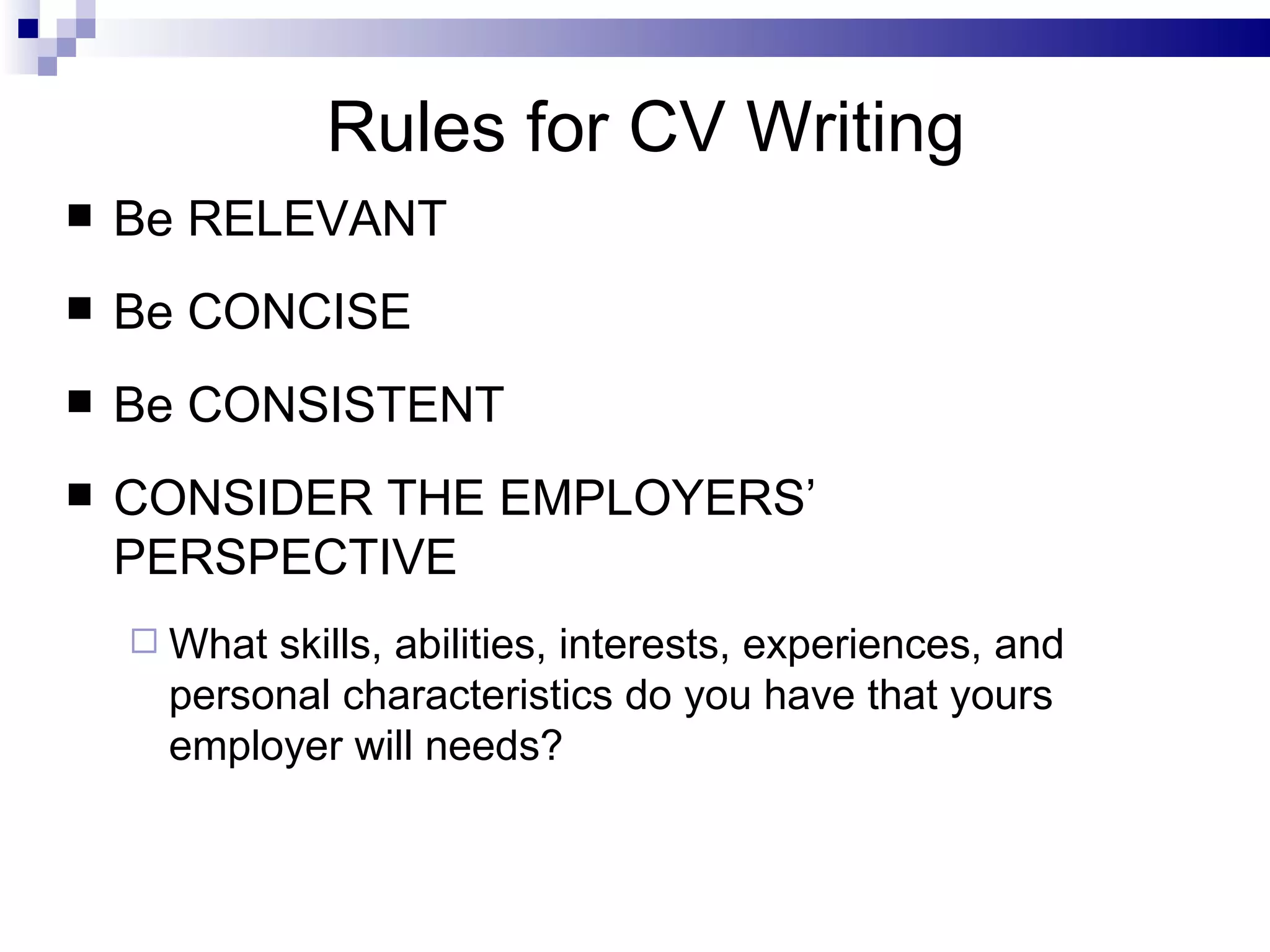 Preparing your cv | PPT