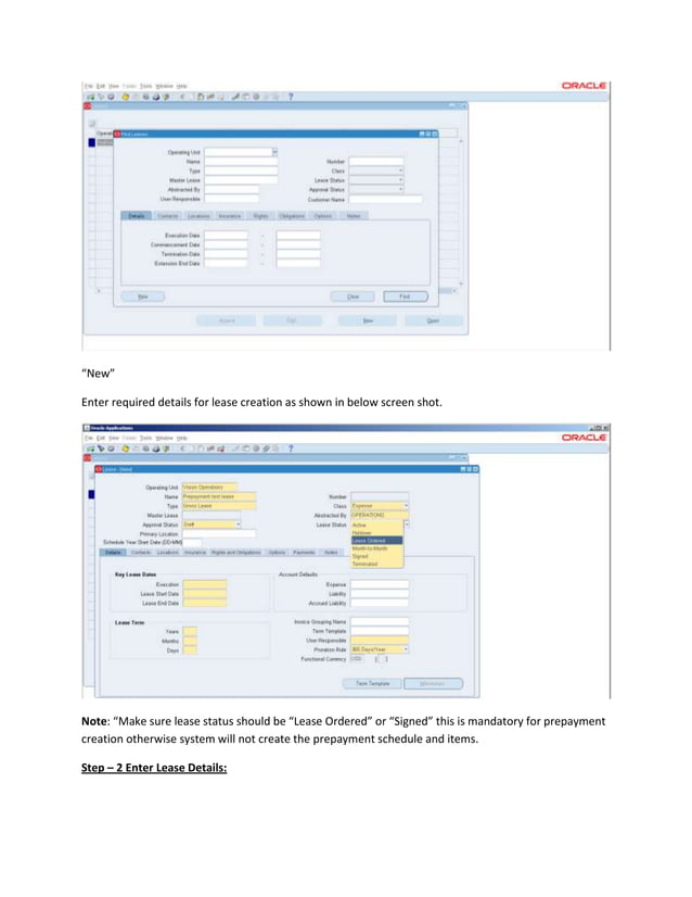 Prepayments "Oracle Property Manager" | PDF