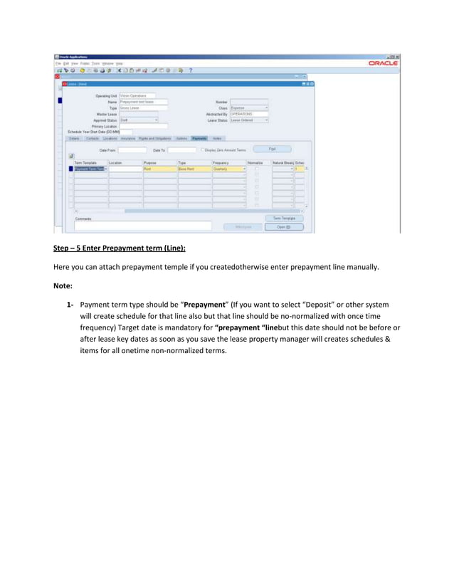 Prepayments "Oracle Property Manager" | PDF