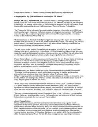 Prepay Nation Named #1 Fastest-Growing Privately Held Company in ...