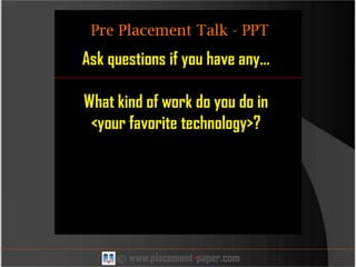 Pre Placement Talk | PDF