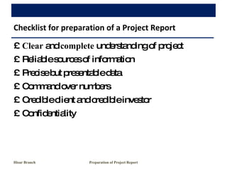 Preparation of Project Report | PPT
