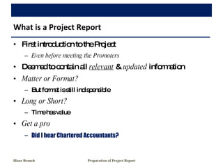 Preparation of Project Report | PPT