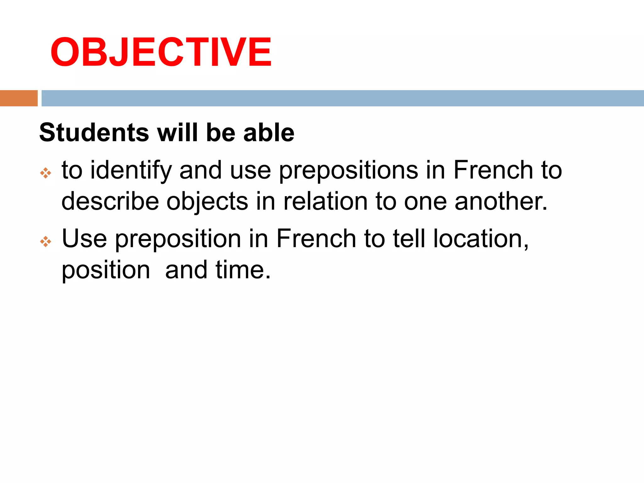 FRENCH: LES PRÉPOSITIONS | PPTX