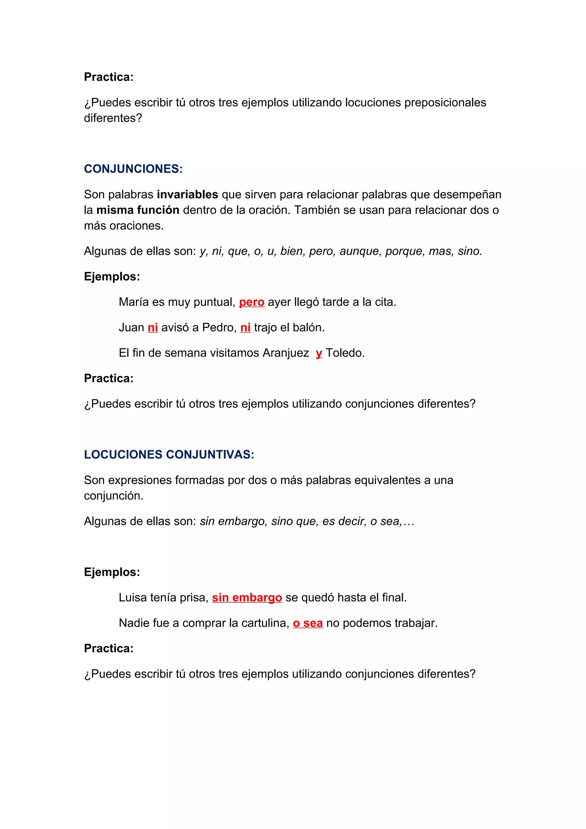 Preposiciones conjunciones | PDF