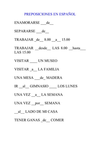 Preposiciones en español | DOC