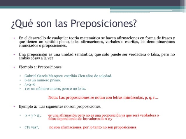 Preposiciones matemáticas (pedro rodriguez c.i. 16388340) | PPTX ...