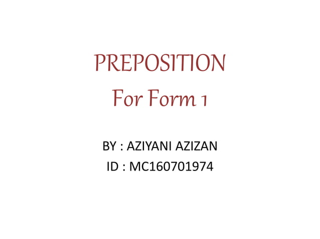 Preposition (LESSON PLAN 3) | PPTX