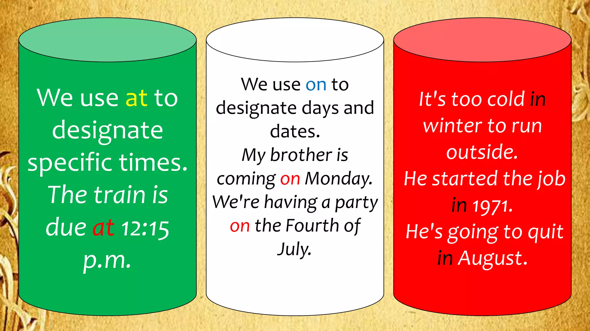 Preposition - TIME and PLACE | PPTX