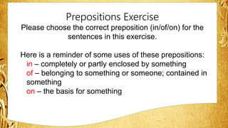 Preposition - TIME and PLACE | PPTX