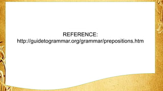 Preposition - TIME and PLACE | PPTX