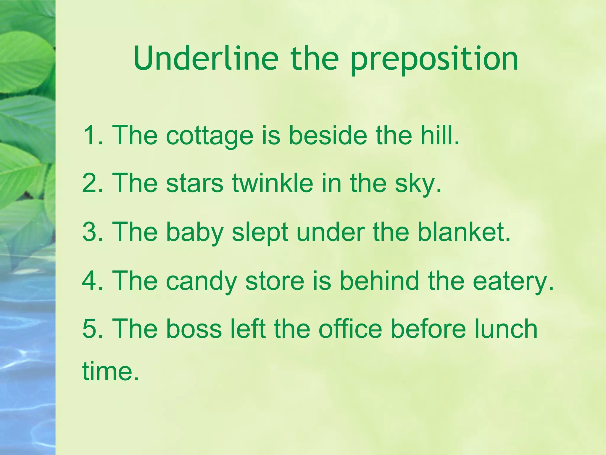 Preposition for primary grade | PDF
