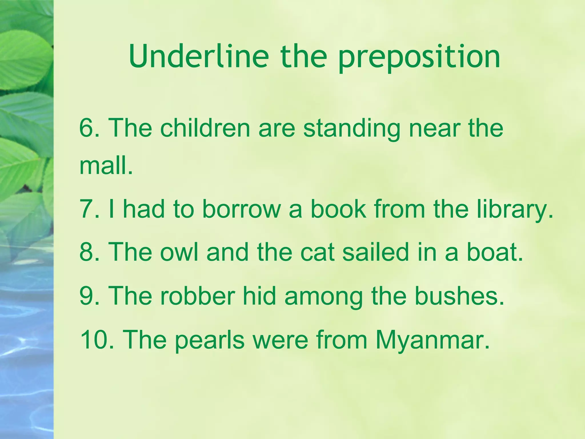 Preposition for primary grade | PDF