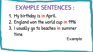 Preposition in on and at | PPTX