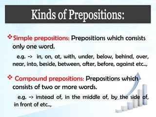 discussion and learning of prepositions. | PPT