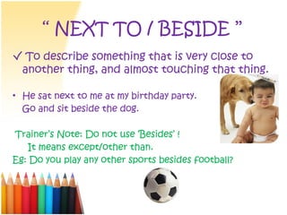 English B1 prepositions of place, Sara G | PPT