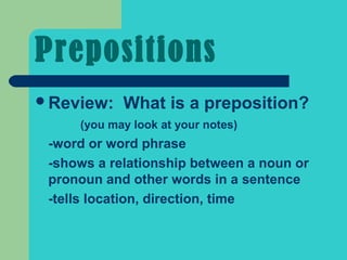Preposition 6 grade | PPT