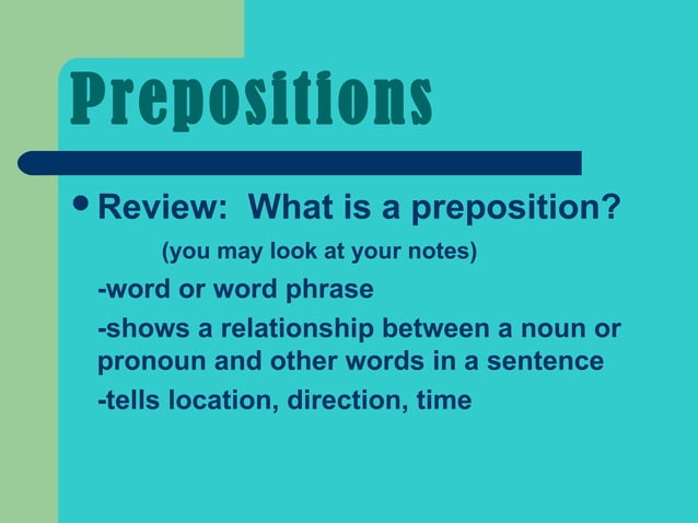 Preposition 6 grade | PPT