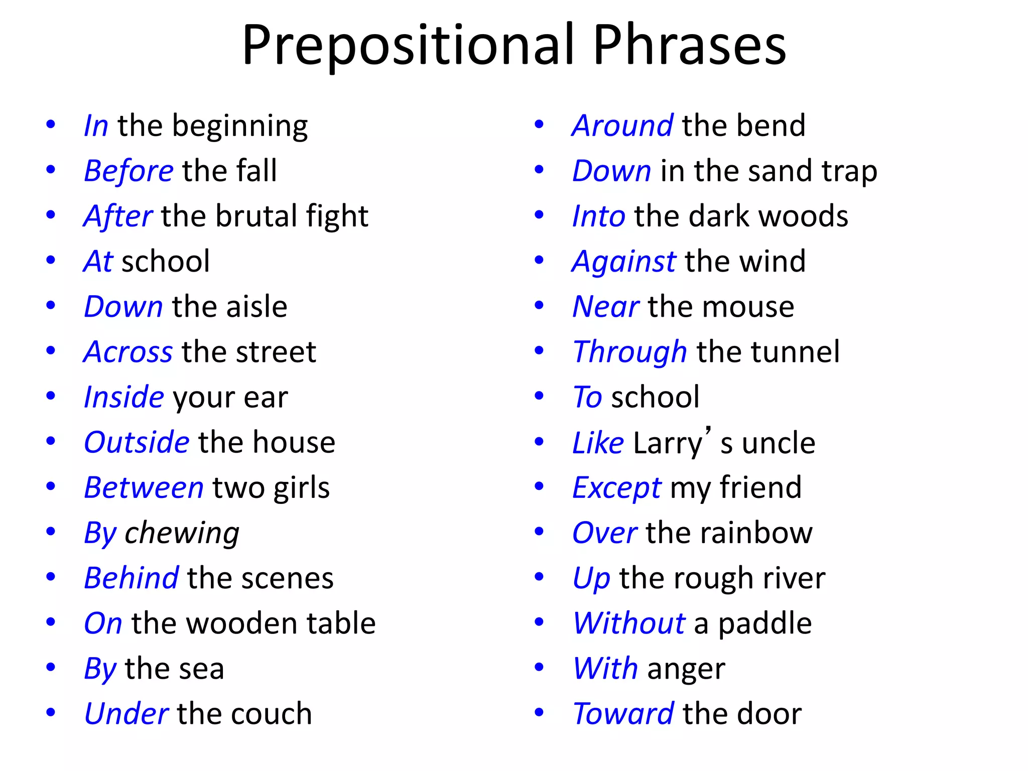 Prepositional phrase | PPTX