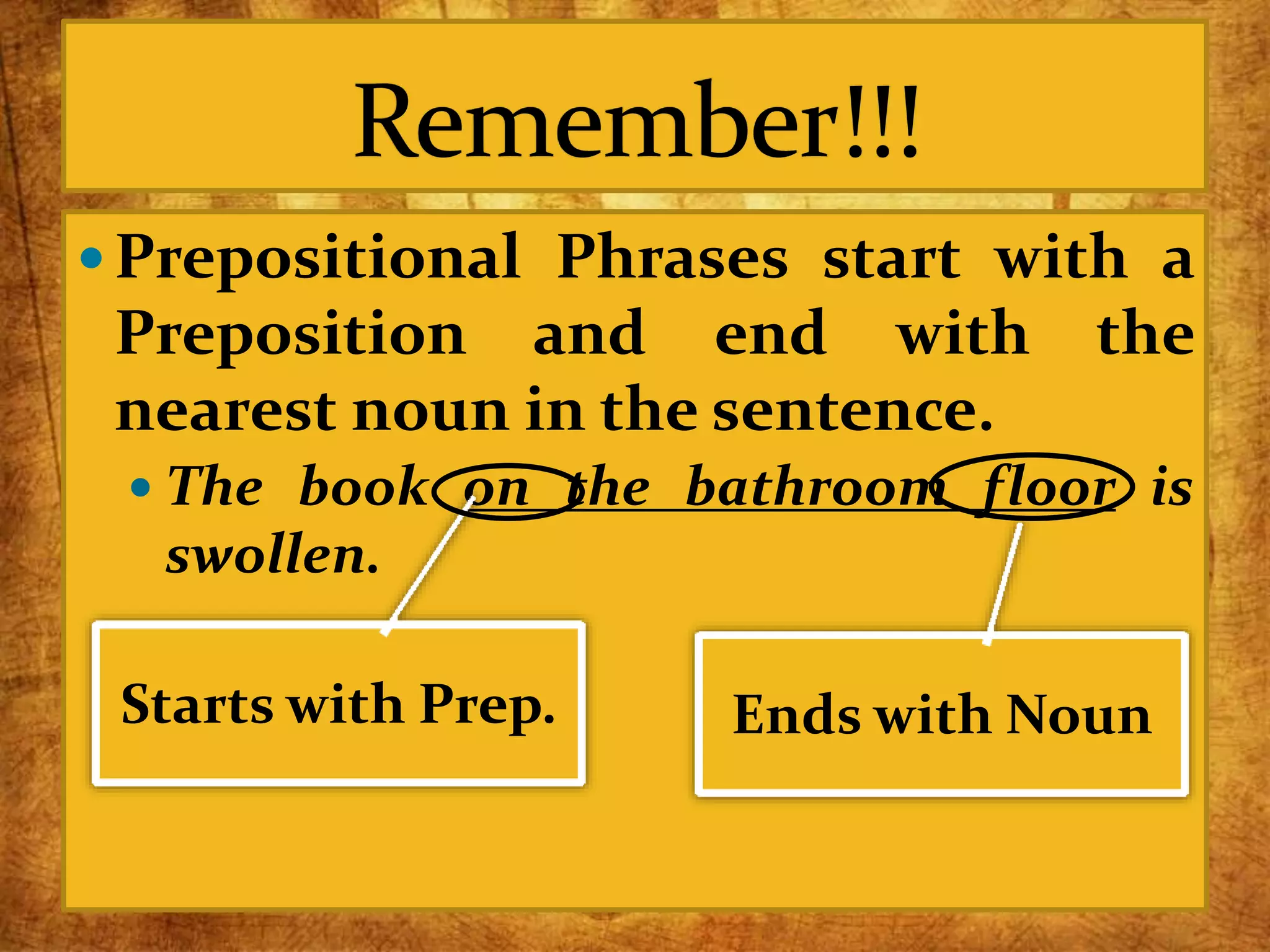Prepositional Phrase (With Preliminary Activity: The Singing Bee) | PPTX