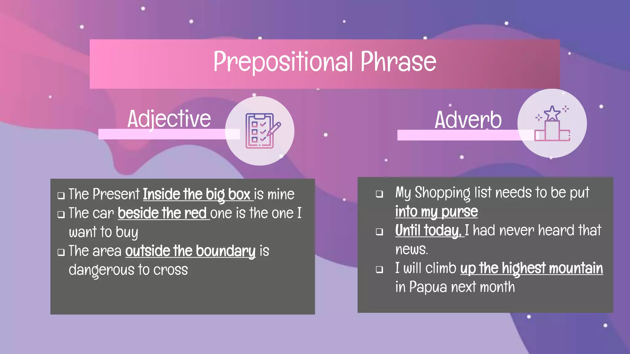 Prepositional phrase and adjective clause | PPT