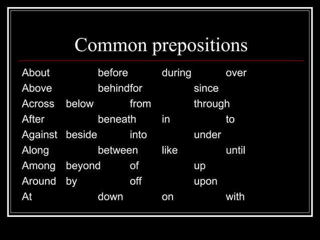 Prepositional Phrases - Category of prepositions used as a phrase | PPT