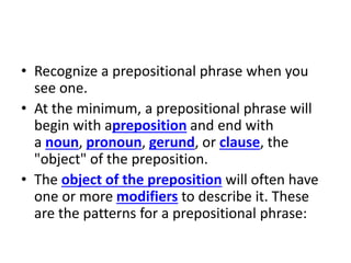 Prepositional phrases | PPT
