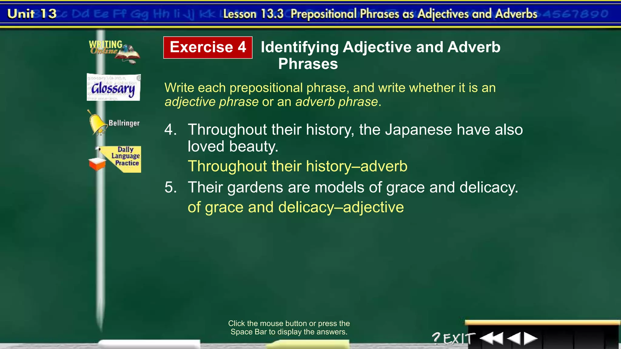 Prepositional phrases as adjective and adverb phrases | PPTX