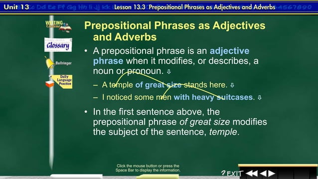 Prepositional phrases as adjective and adverb phrases | PPTX