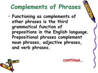 Preposition and prepositional phrases | PPT