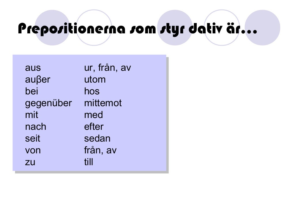 Prepositioner som styr dativ