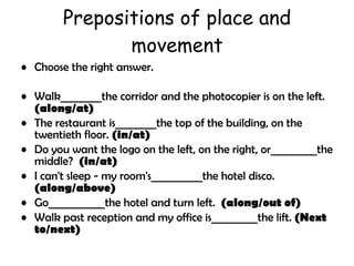 Preposition Of Places And Movement | PPT | Dogs | Pets