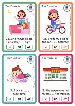 Preposition of time task cards | PDF