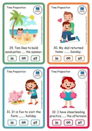 Preposition of time task cards | PDF