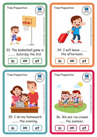 Preposition of time task cards | PDF