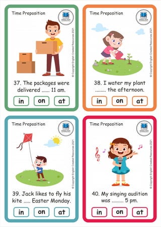 Preposition of time task cards | PDF
