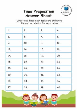 Preposition of time task cards | PDF