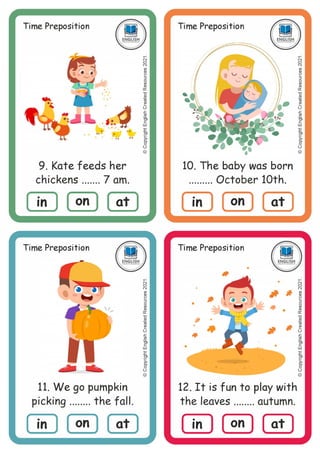 Preposition of time task cards | PDF