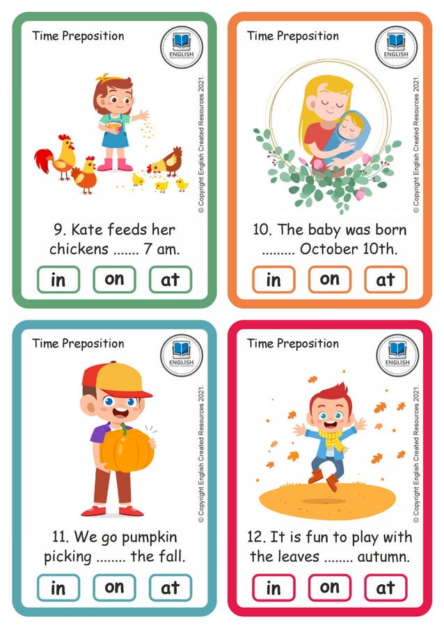 Preposition of time task cards | PDF